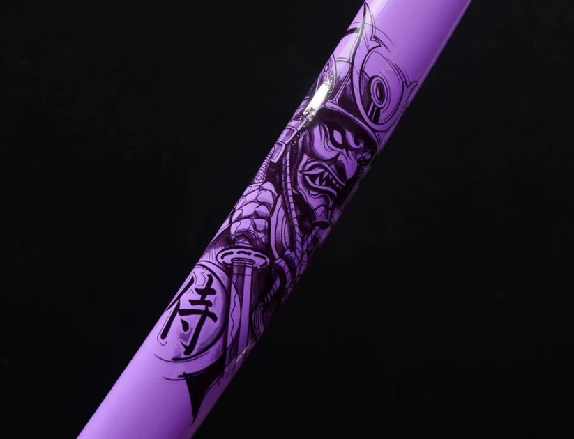 Samurai Practice Sword Forged high Carbon Steel Purple Scabbard ...