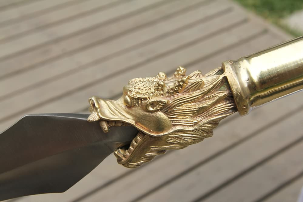 Chinese dragon spear,Stainless steel wave spearhead,Length 82 inch ...