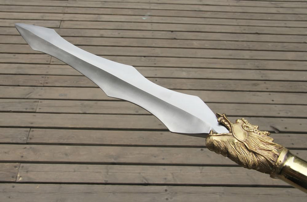Chinese dragon spear,Stainless steel wave spearhead,Length 82 inch ...