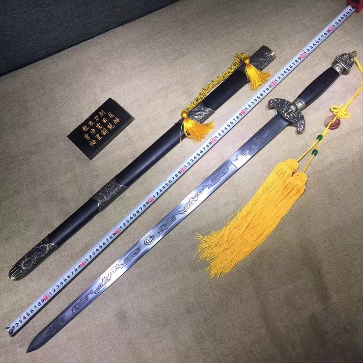 Dragon tiger sword,High carbon steel blade,Black wood,Alloy – Chinese ...