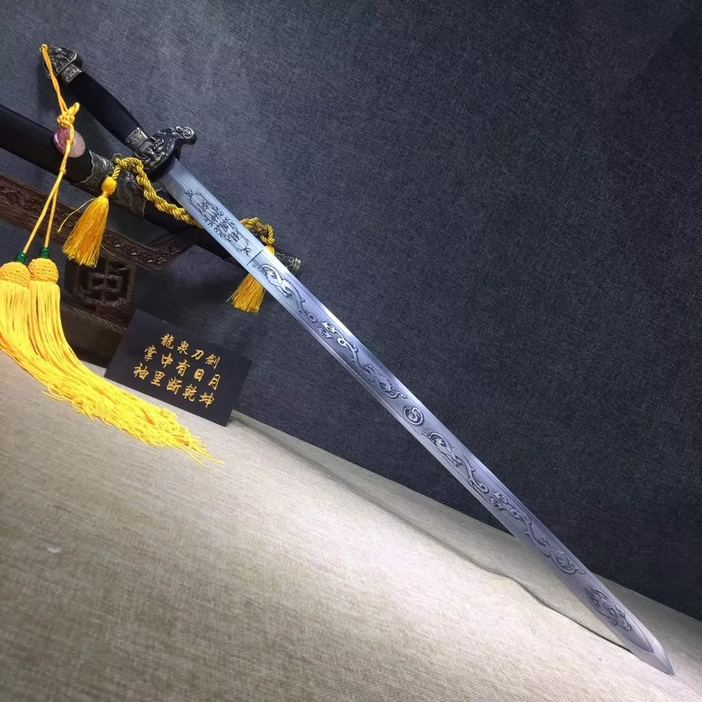 Dragon tiger sword,High carbon steel blade,Black wood,Alloy – Chinese ...