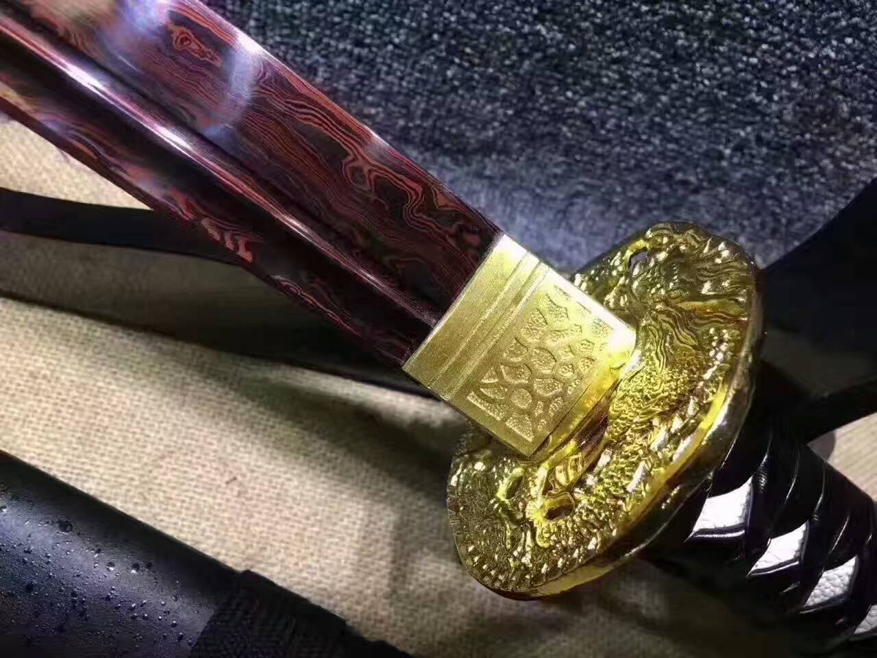 Niger Sabre,katana(Damascus steel red blade,Black scabbard – Chinese ...