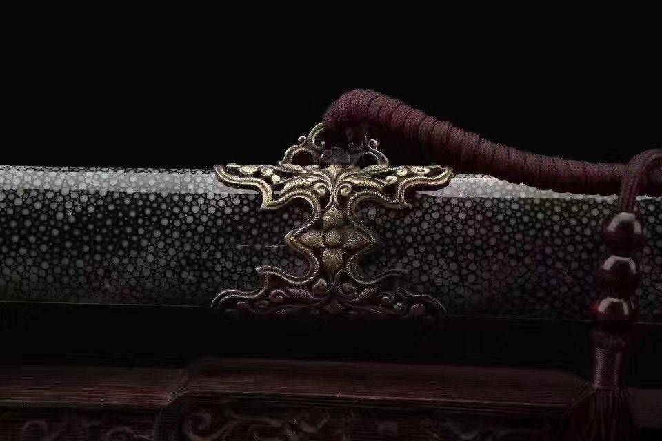 peony sword,Folded steel,Black Skin scabbard,Copper fitting – Chinese ...