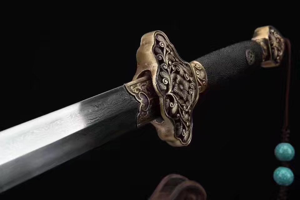 peony sword,Folded steel,Black Skin scabbard,Copper fitting – Chinese ...