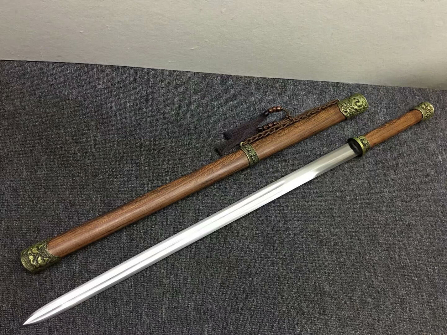 Longquan sword,High carbon steel etch blade,Rosewood,Alloy fittings ...