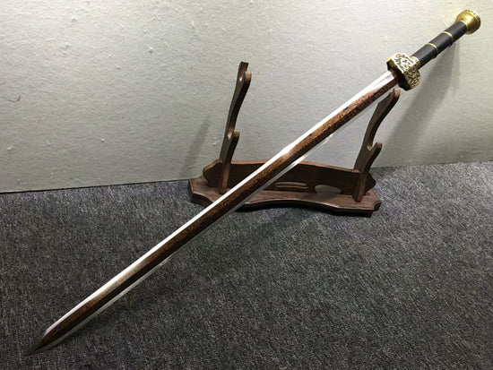 Ruyi sword,Hand forged,Damascus steel red blade,Brass,Ebony – Chinese ...