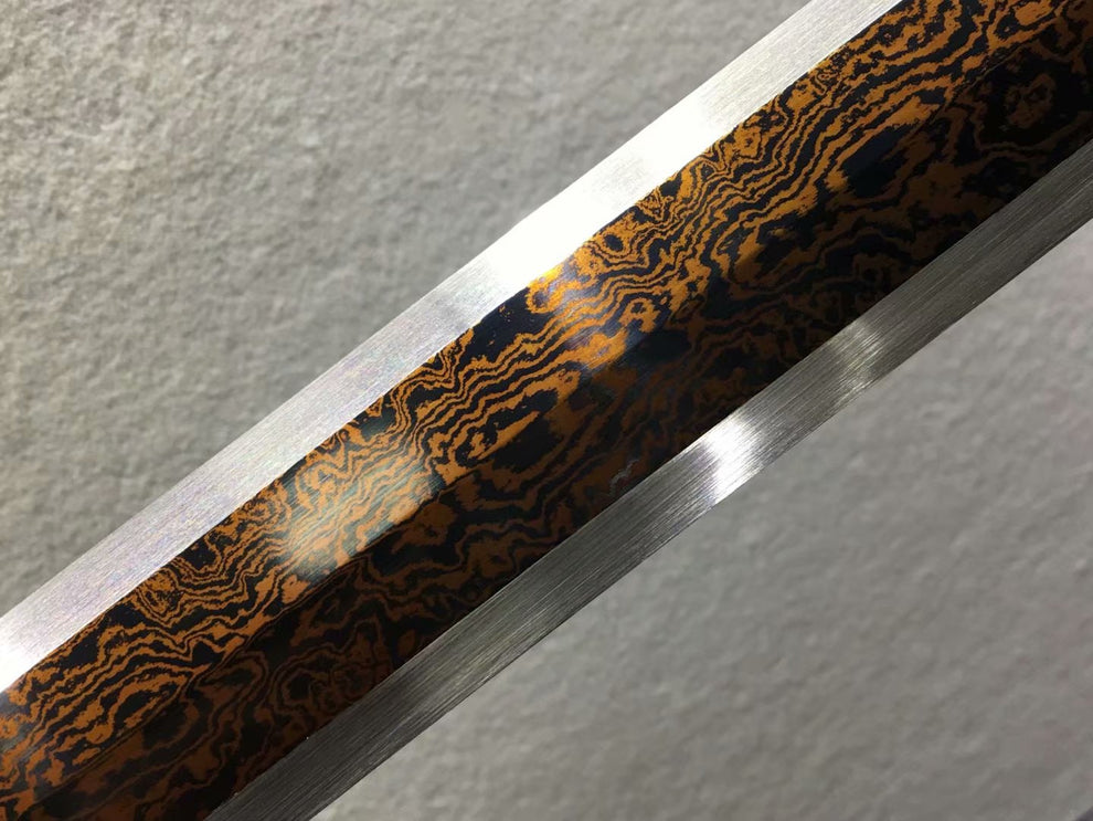 Ruyi sword,Hand forged,Damascus steel red blade,Brass,Ebony – Chinese ...