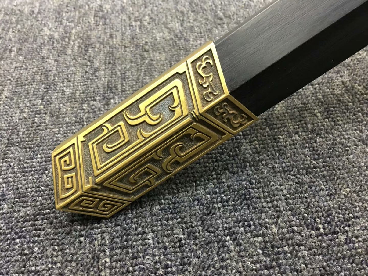 Ruyi sword,Hand forged,Damascus steel red blade,Brass,Ebony – Chinese ...