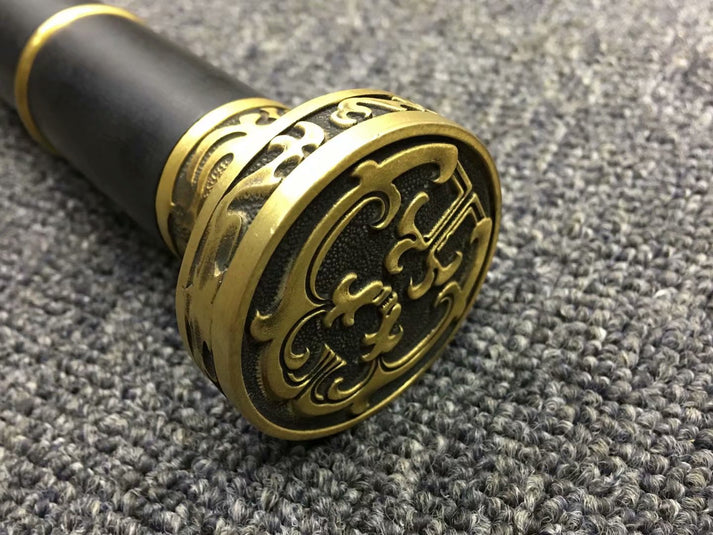 Ruyi sword,Hand forged,Damascus steel red blade,Brass,Ebony – Chinese ...