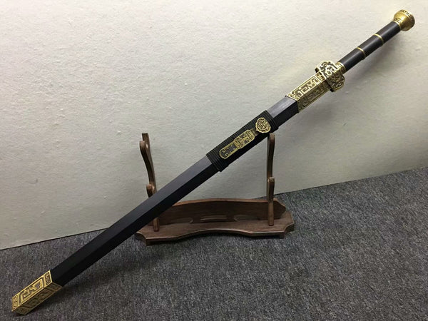 Ruyi sword,Hand forged,Damascus steel red blade,Brass,Ebony – Chinese ...