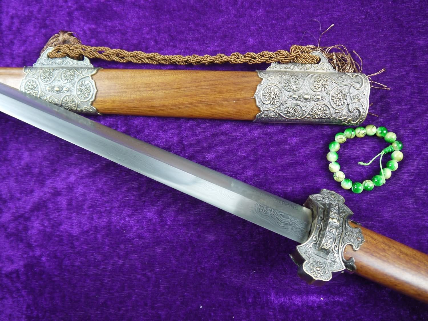 Tang war sword/Damascus steel blade/Alloy/MAHOGANY scabbard/Length 40 ...
