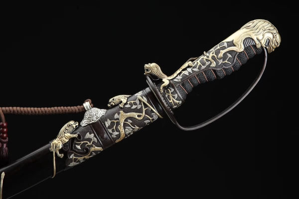 Saber,Forged Damascus Burn Blade,Brass Fittings,Chinese sword – Chinese ...