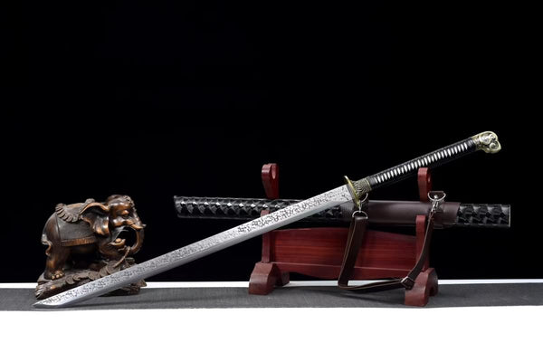 Machete Sword,High Carbon Steel Blade,Leather Scabbard,Chinese sword ...