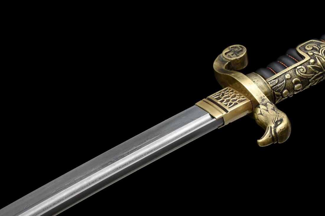 Saber,Forged damascus steel,Brass scabbard – Chinese Sword store