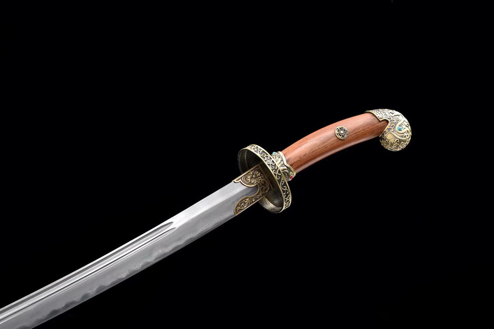 Dragon Qing Dao,Forged damascus steel turn blade,Brass fittings ...