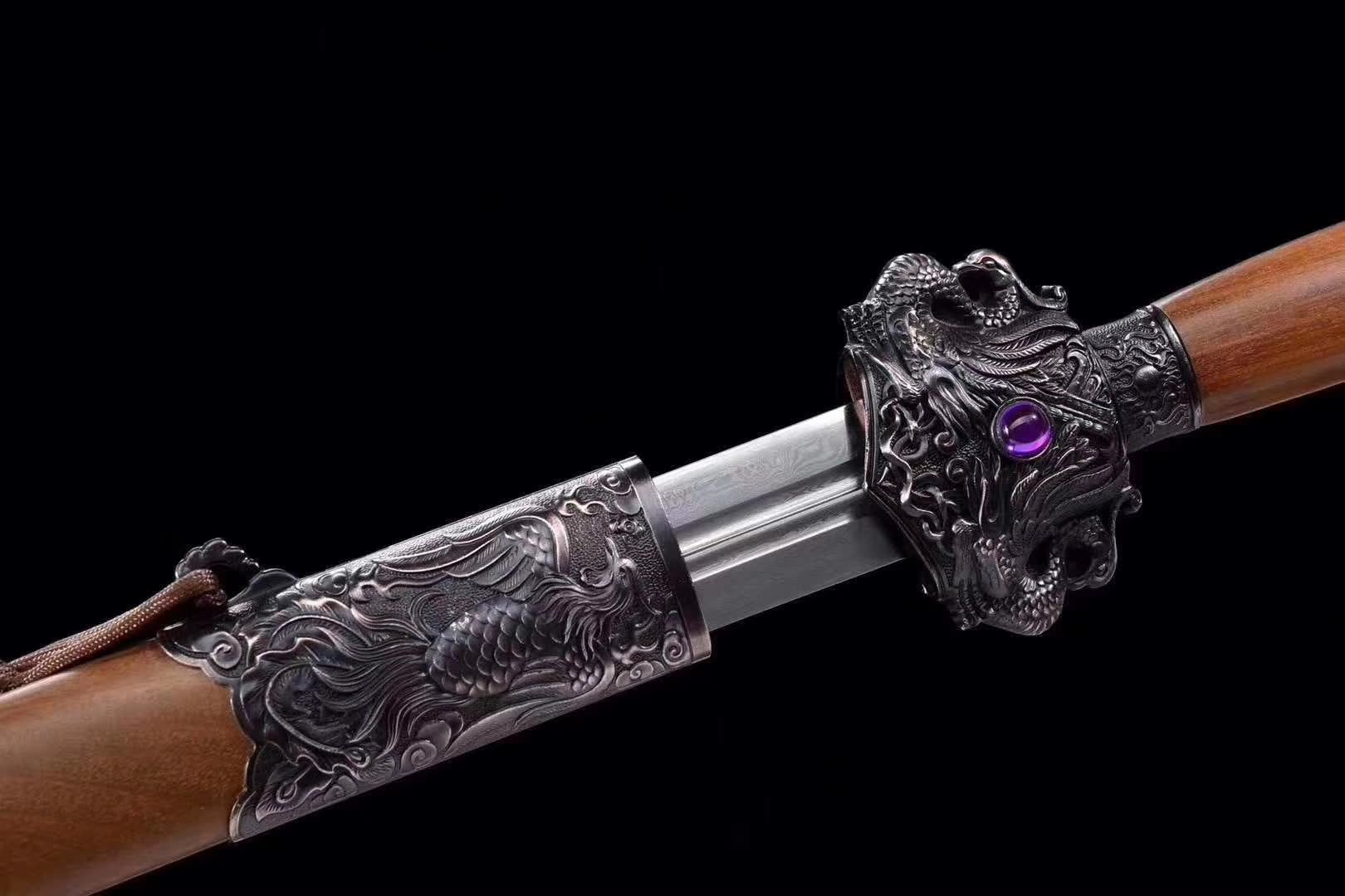 Phoenix swords,Damascus steel blade,Wood scabbard – Chinese Sword store