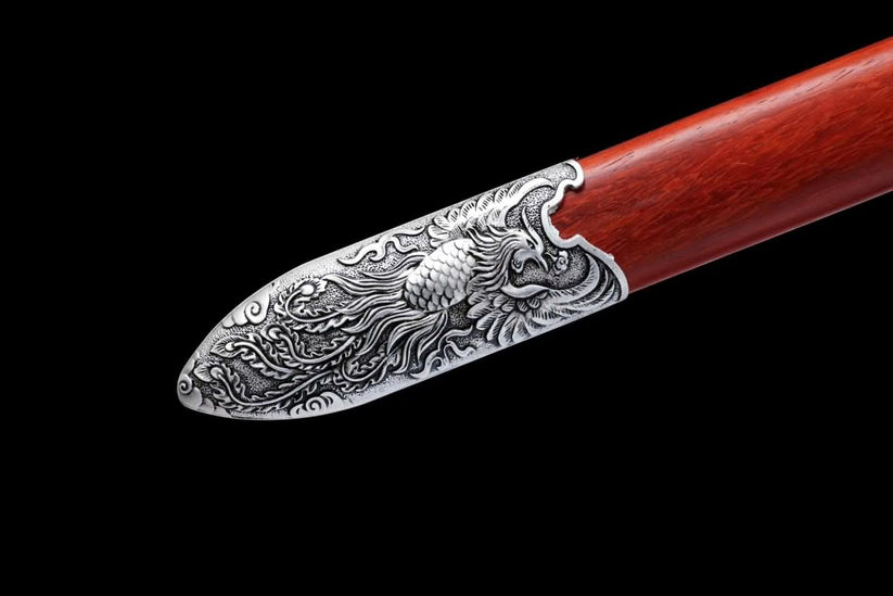 Dragon Phoenix sword,Forged high carbon steel blade,Redwood scabbard ...