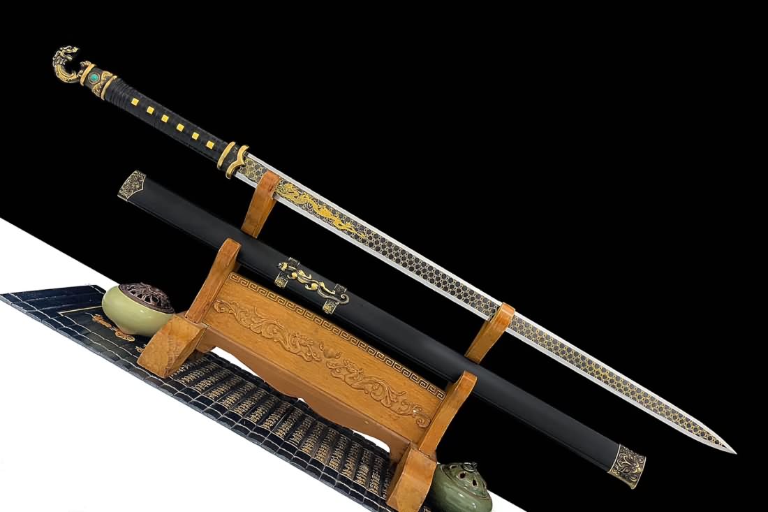 Dagger han jian,Handmade High Carbon Steel Blade,Alloy Scabbard ...