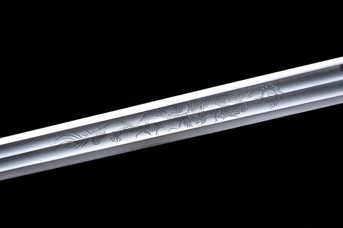 Dragon Phoenix sword,Forged high carbon steel blade,Redwood scabbard ...