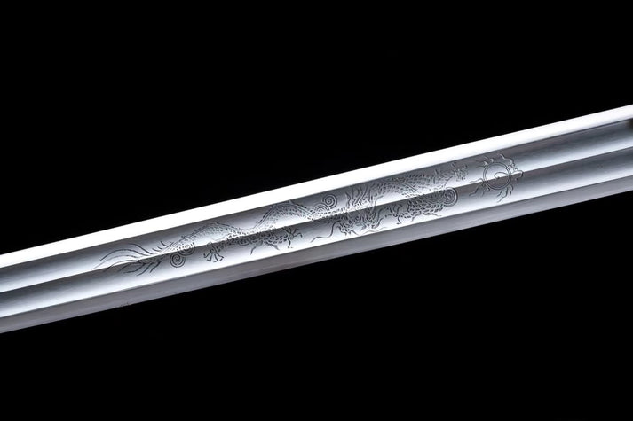 Dragon Phoenix sword,Forged high carbon steel blade,Redwood scabbard ...