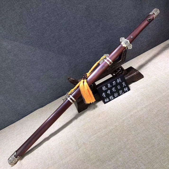 Tang jian sword,Damascus steel blade,Brass fittings,Rosewood scabbard ...