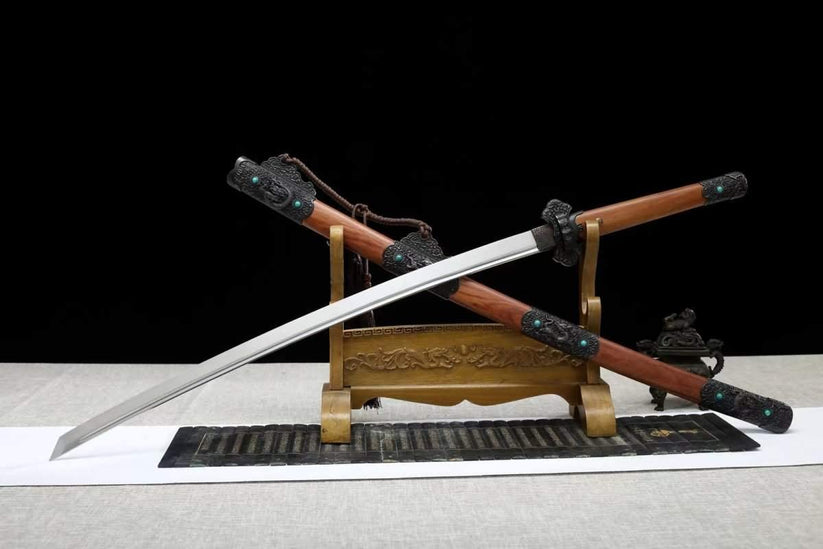 Tang dao Sword Real,High Carbon Steel Blades,Rosewood Scabbard ...