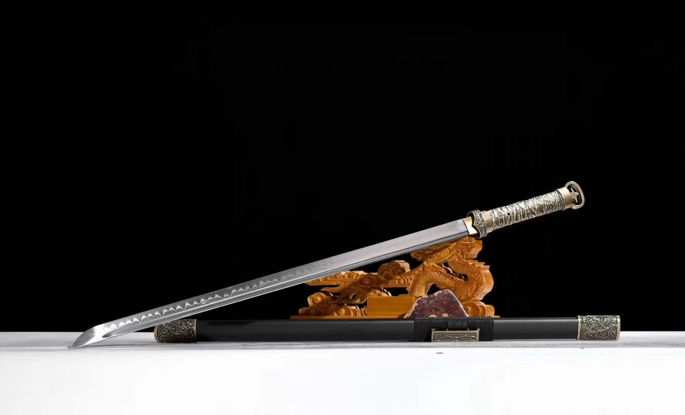 Tang dao,T10 steel burn blade,Black wood,Full tang,Chinese sword ...