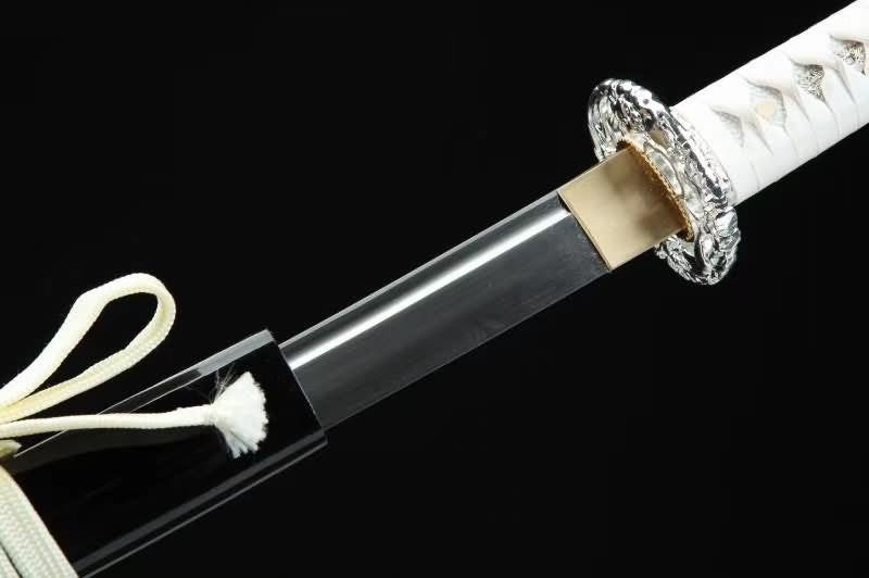 Samurai Sword Forged high Carbon Steel Blade Carved Wooden Scabbard ...