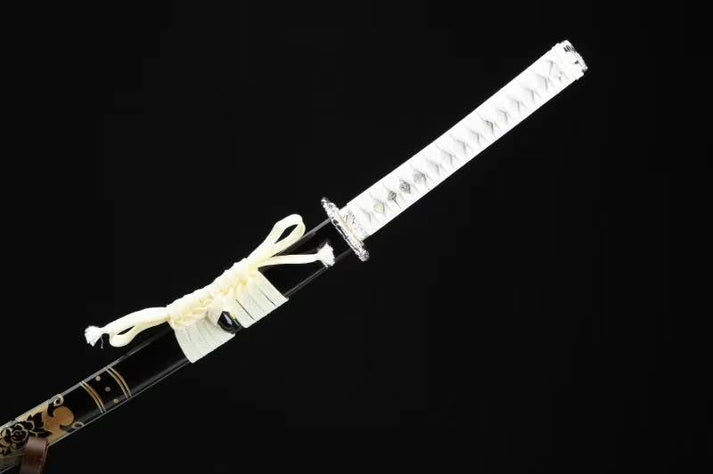 Samurai Sword Forged high Carbon Steel Blade Carved Wooden Scabbard ...