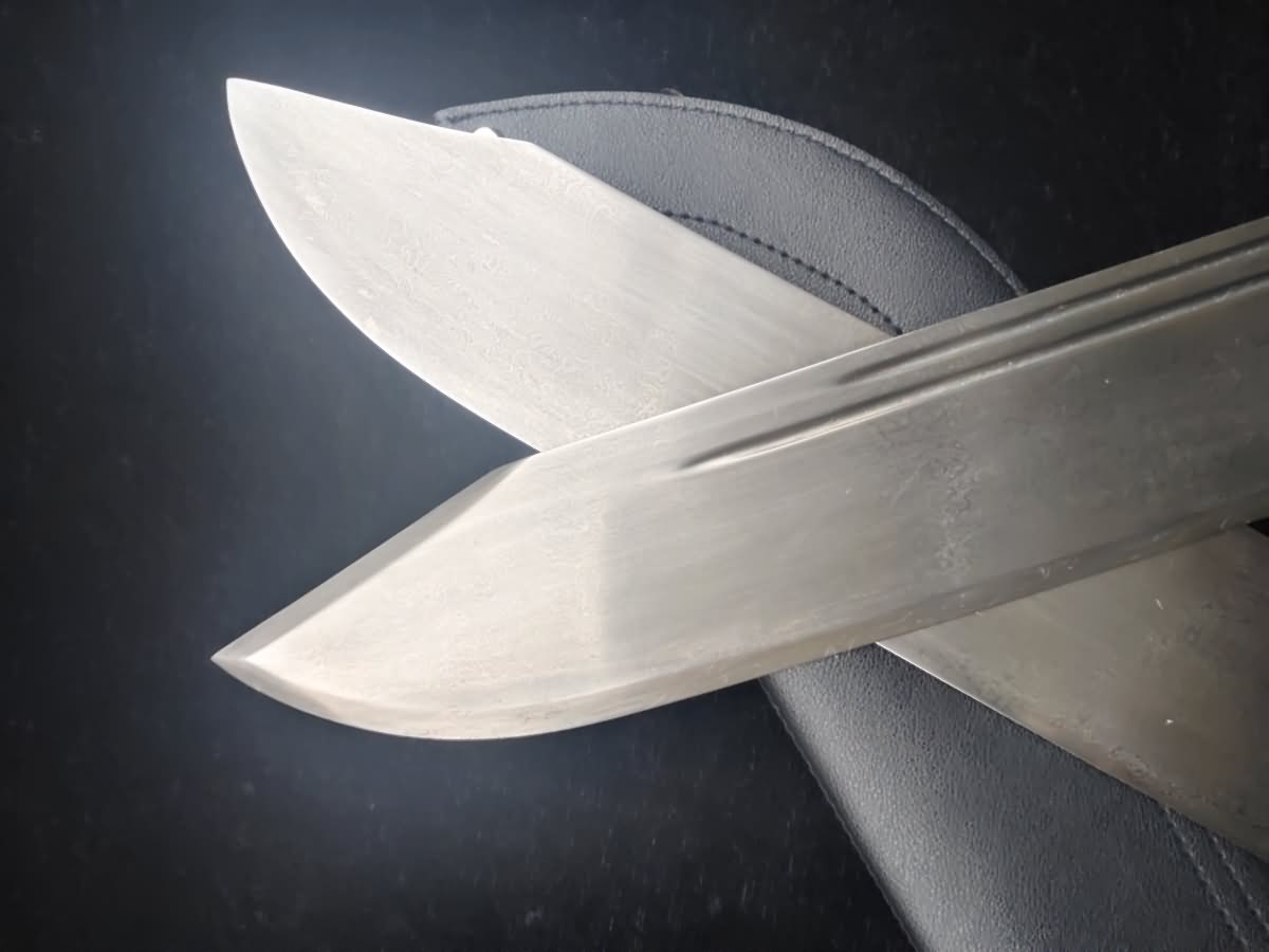 WING CHUN Bart Cham Dao(Folding steel blade,Brown Leather scabbard ...