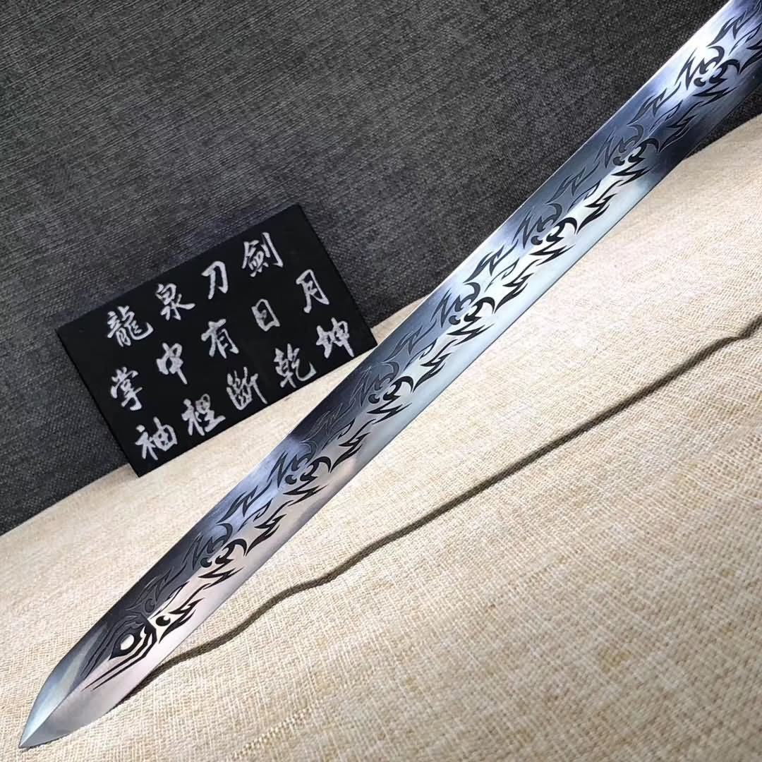 Wolong sword,Handmade Medium carbon steel etch blade – Chinese Sword store