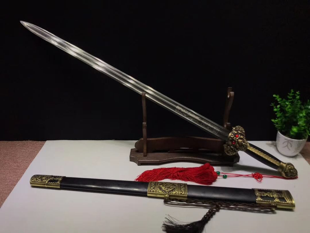 Yongle jian sword,Handmade Damascus steel blade,Brass fittings ...